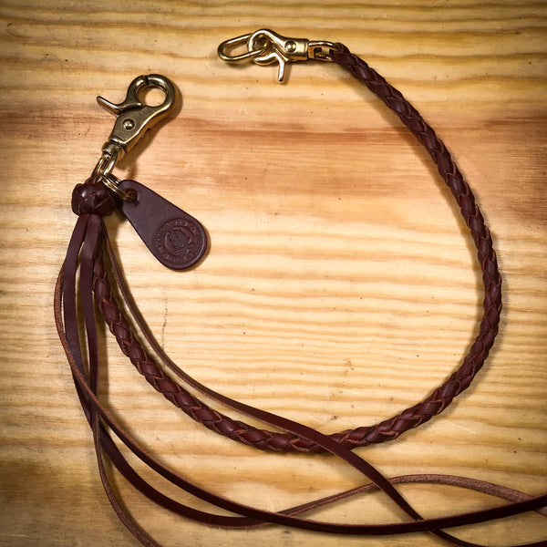 4-Strand Leather Braided Wallet lanyard Karabiner. - TexuCrafts